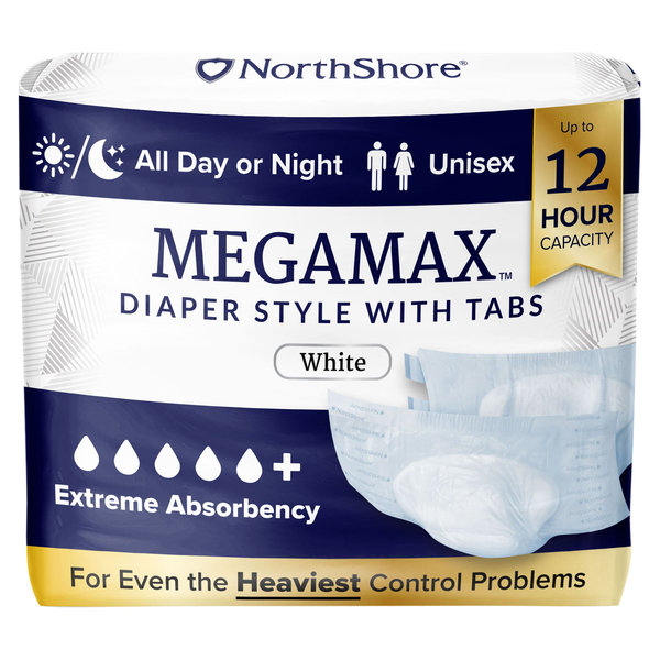 NorthShore MegaMax Overnight Diaper Style Incontinence Briefs with Tabs ...
